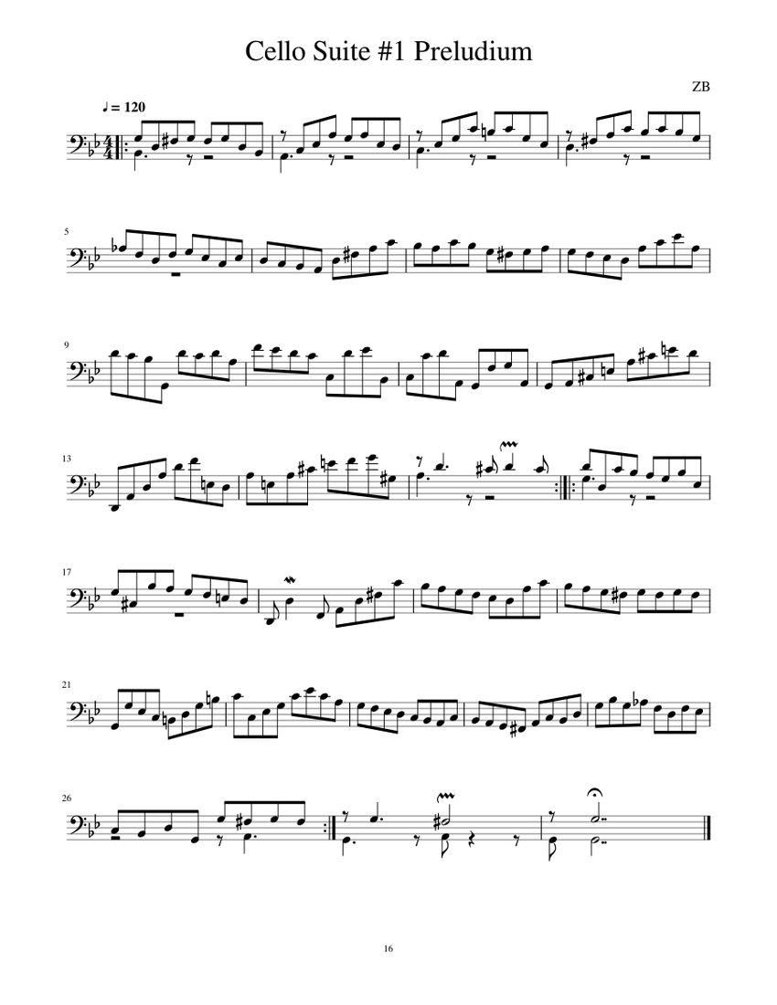 Cello Suite #1 Sheet music for Cello (Solo) | Musescore.com