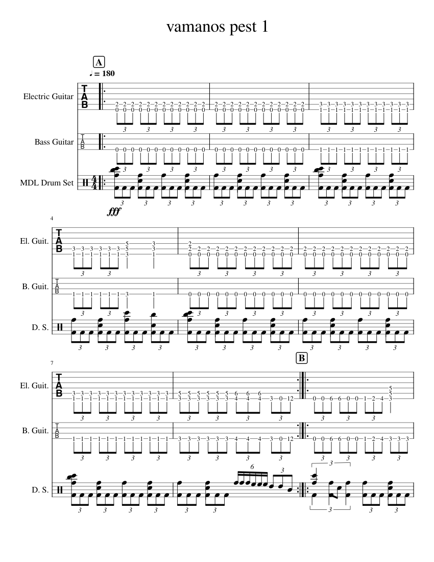 vamanos_pest_1 Sheet music for Guitar, Bass guitar (Mixed Duet ...