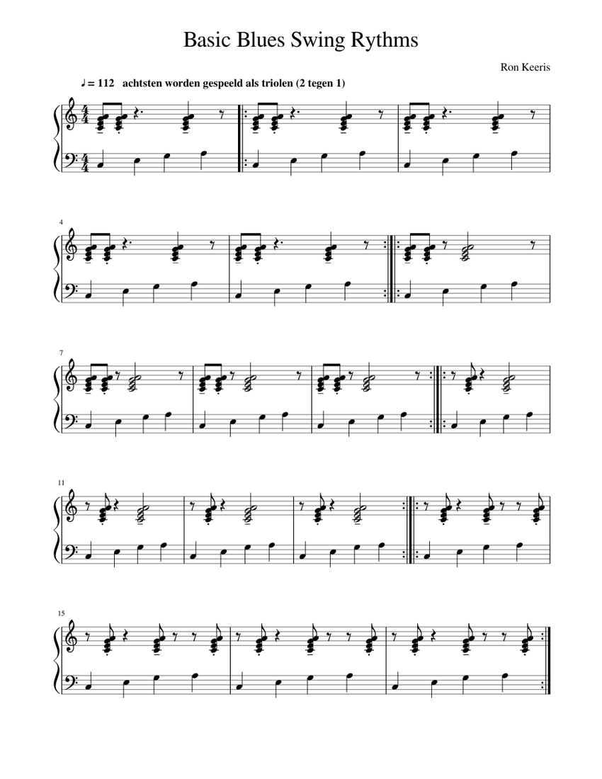 Basic Blues Swing Rythms Sheet Music for Piano (Solo) Easy | MuseScore.com
