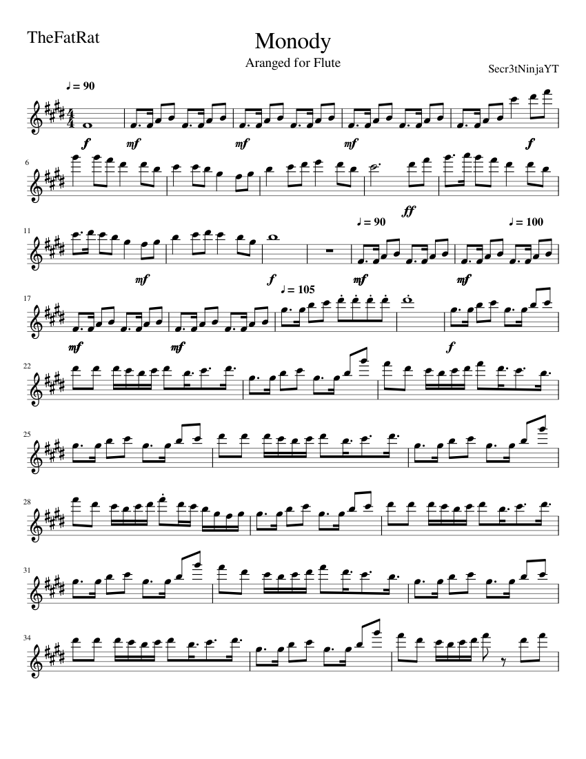 Monody - TheFatRat Sheet Music for Flute (Solo) | MuseScore.com