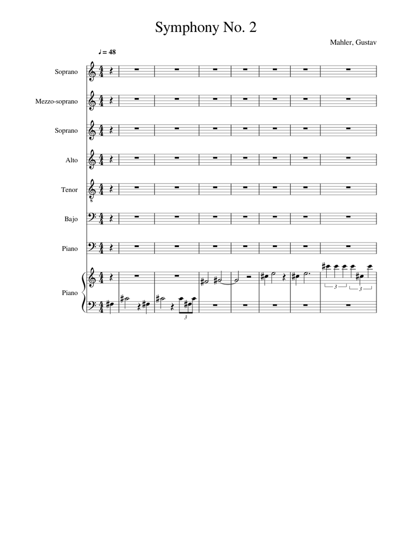 Symphony No. 2 Sheet Music for Piano, Soprano, Alto, Tenor & more ...