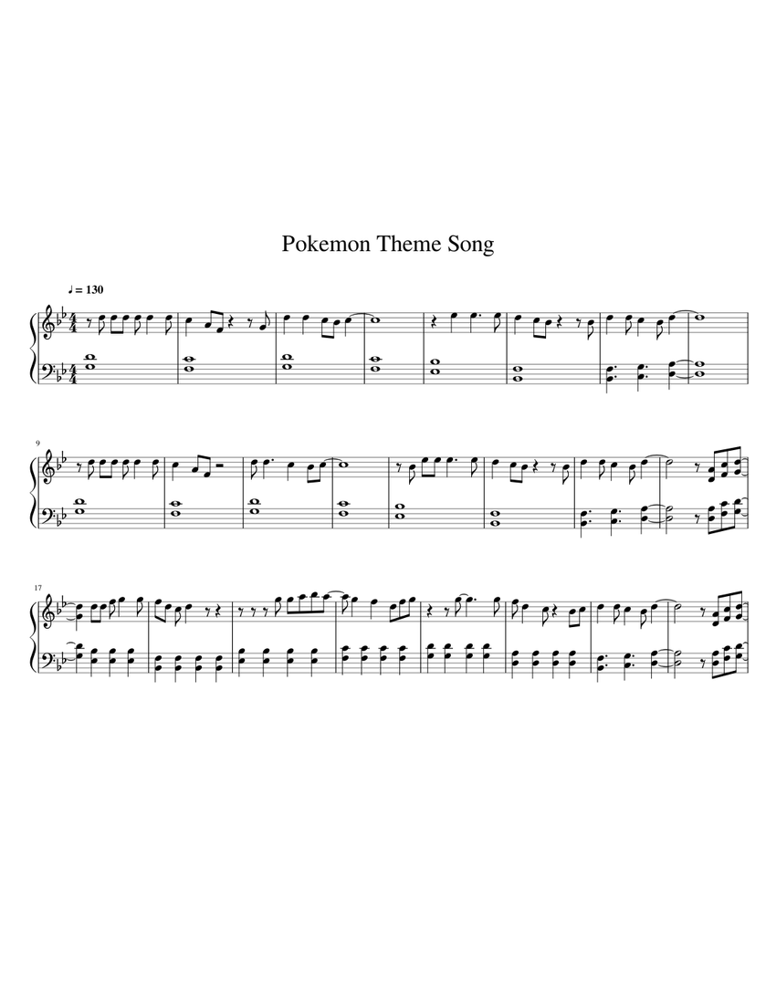 Pokemon Theme Song Sheet music for Piano (Solo) Easy | Musescore.com