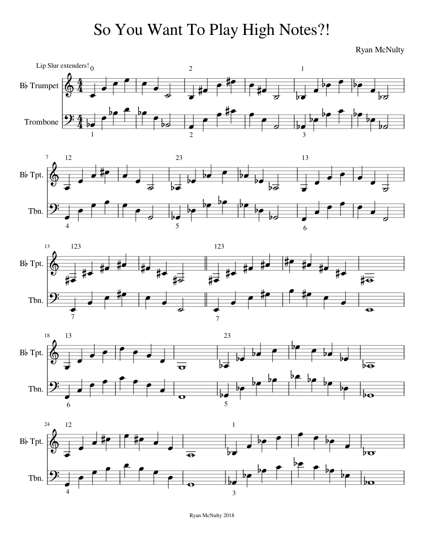 So You Want To Play High Notes?! Sheet Music for Trombone, Trumpet in b ...