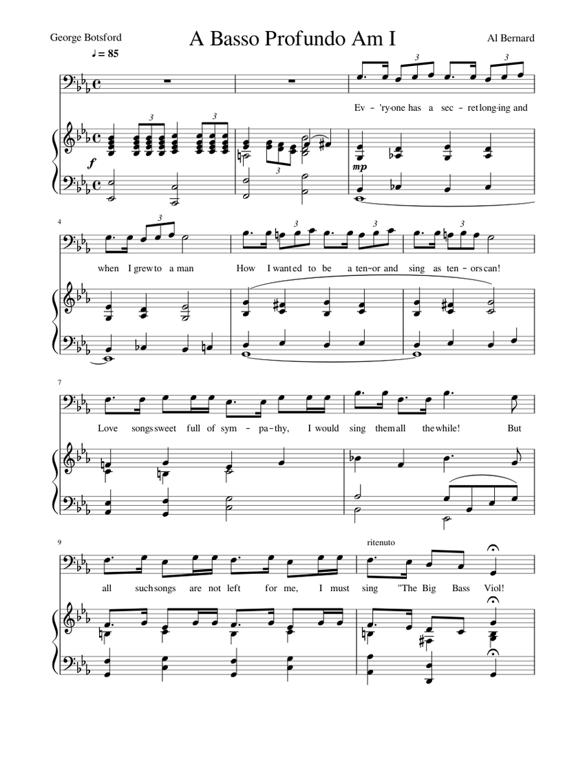 A Basso Profundo Am I Sheet Music for Piano, Vocals (Piano-Voice ...