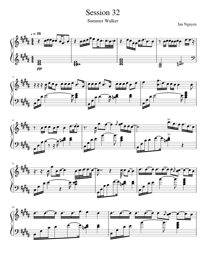 Session 32 - Summer Walker Sheet Music for Piano (Solo) | MuseScore.com