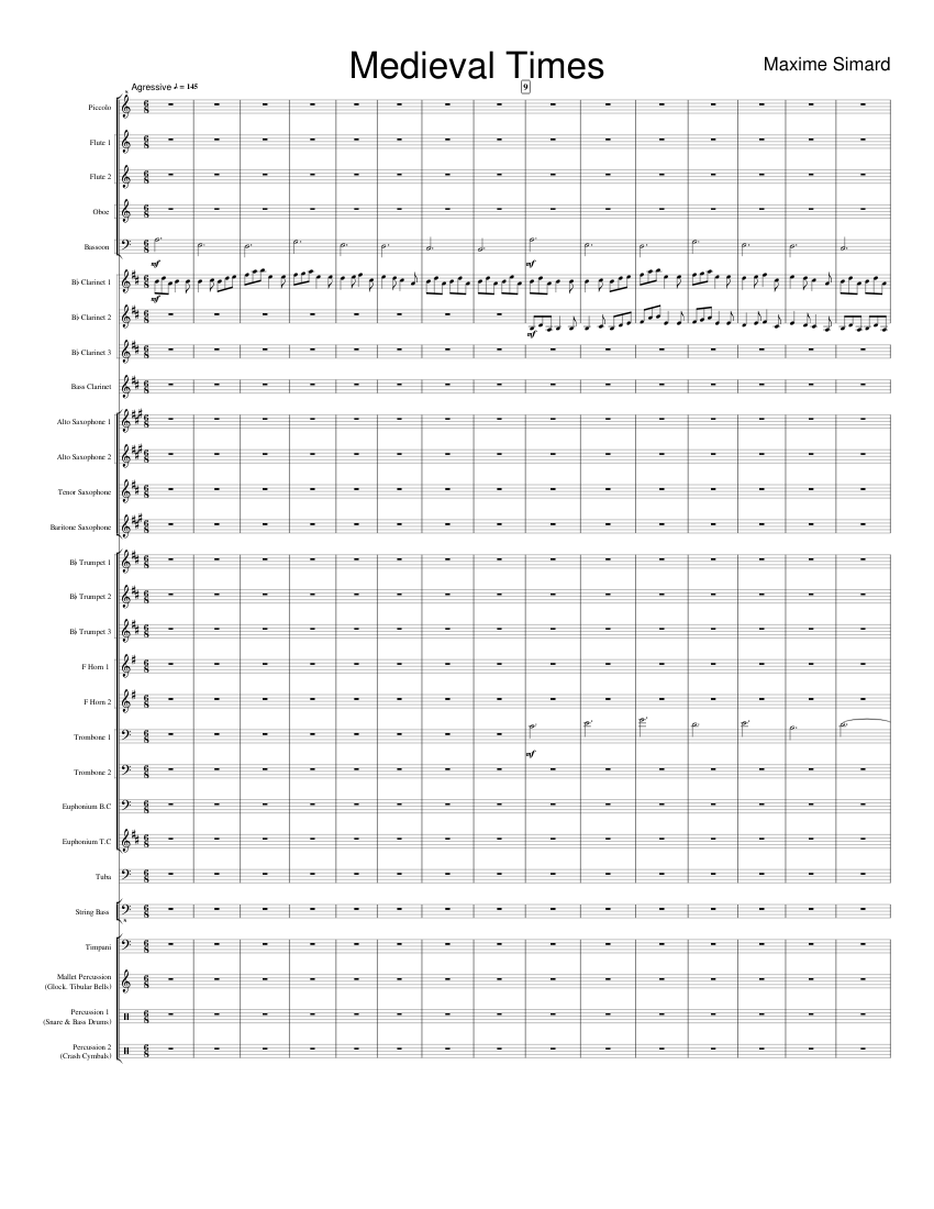 Medieval Times Sheet Music for Trombone, Euphonium, Tuba, Flute piccolo ...
