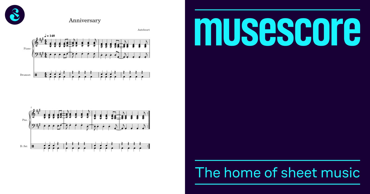 Anniversary – Autoheart Sheet Music for Piano, Drum group (Mixed Duet ...