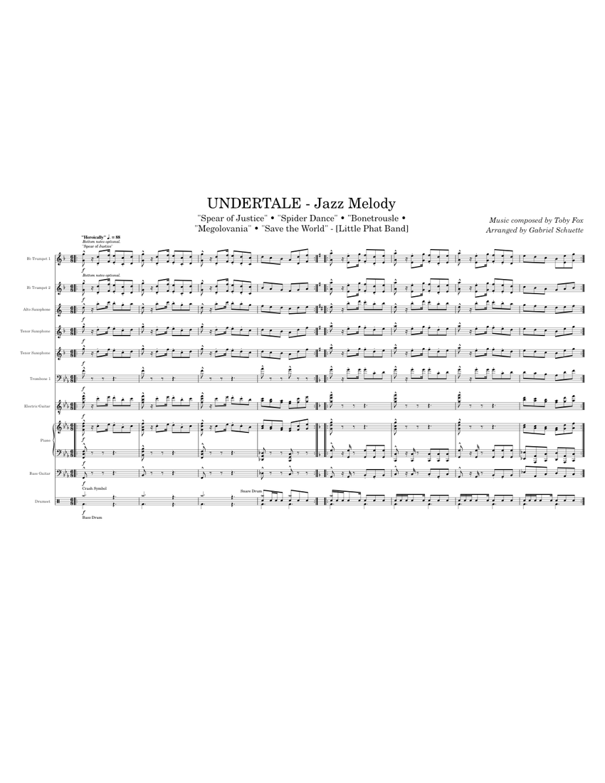 Undertale Medley – Toby Fox Undertale Medley - Toby Fox - Jazz Band ...