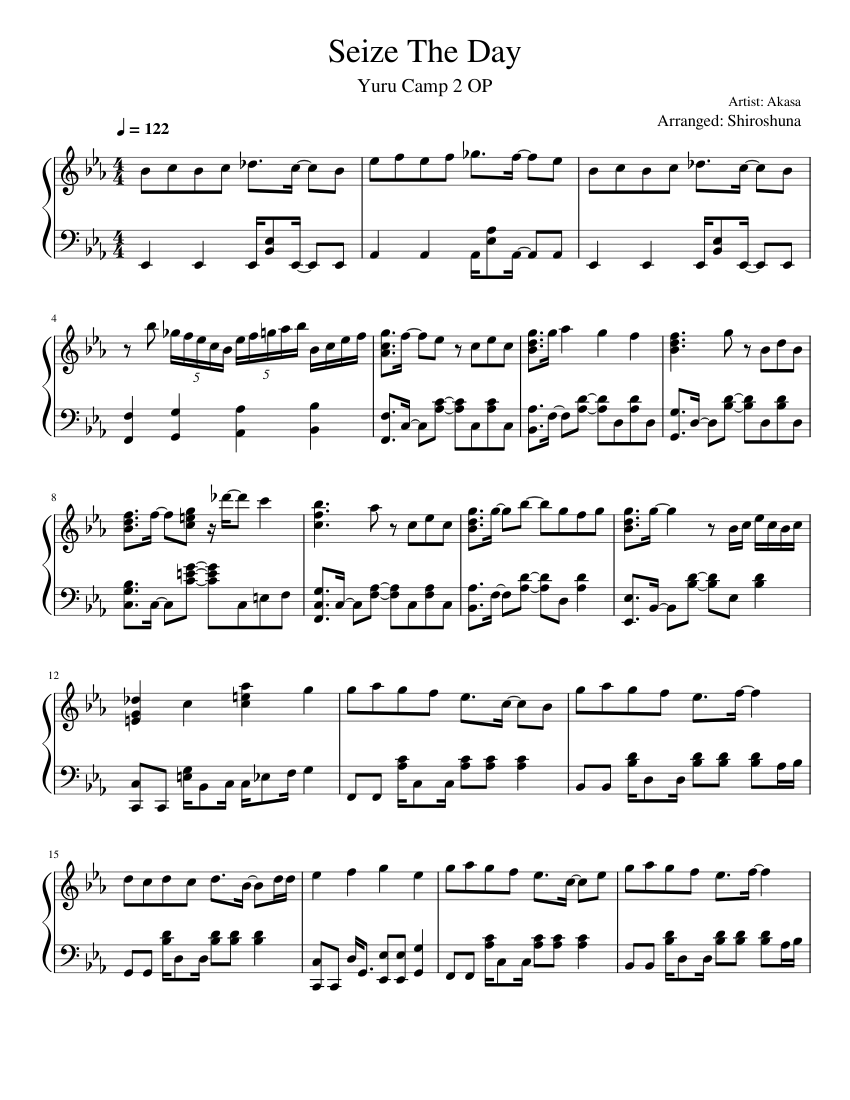Seize The Day Sheet music for Piano (Solo) | Musescore.com