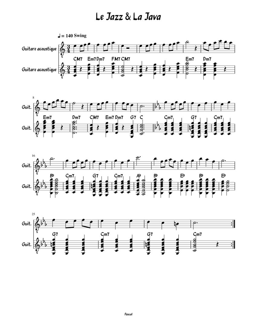 Le Jazz et la Java Sheet music for Guitar (Mixed Duet) | Musescore.com