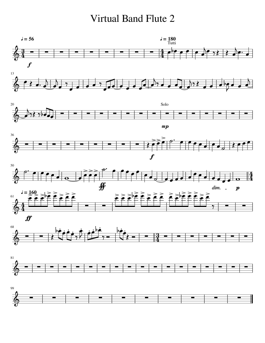 Virtual Band Flute 2 Sheet music for Flute (Solo) | Musescore.com
