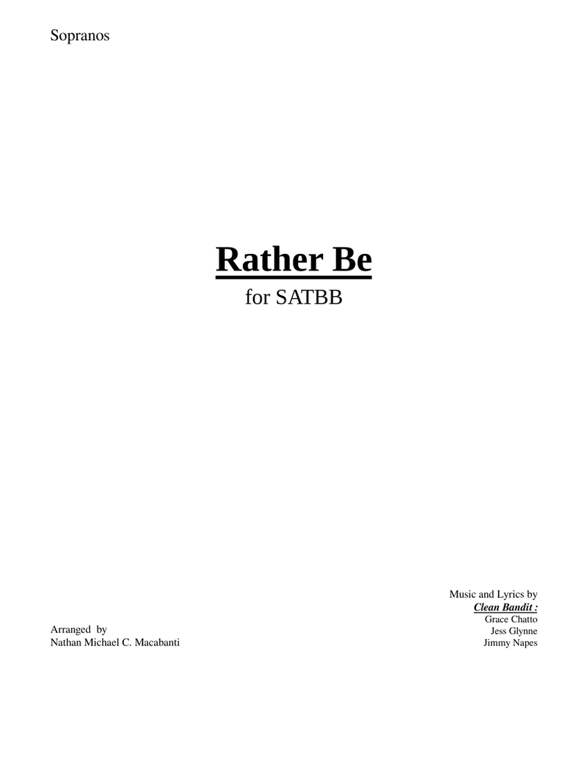 Rather Be- Soprano Sheet music for Violin (Solo) | Musescore.com