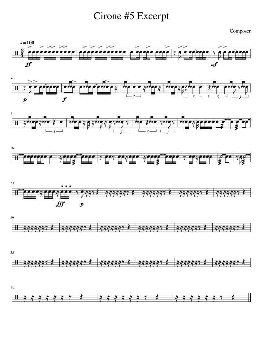 Cirone #5 Excerpt Sheet Music for Snare drum (Solo) | MuseScore.com