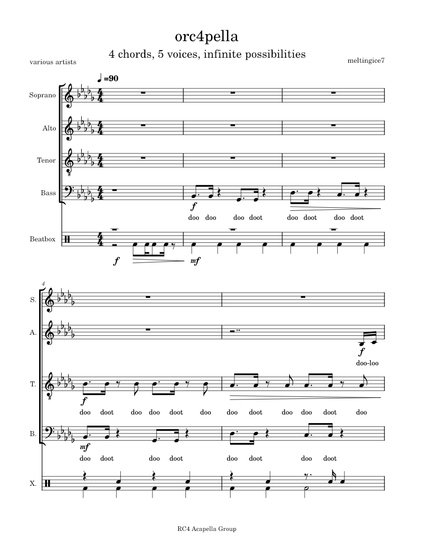 4 chords, more songs - orc4pella Sheet music for Soprano, Alto, Tenor ...