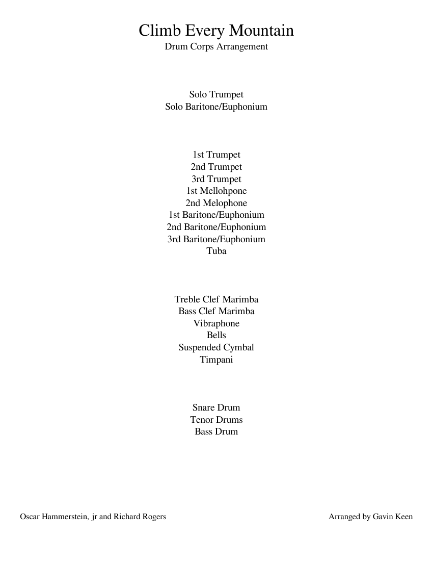 Climb Every Mountain Sheet Music for Tuba, Timpani, Trumpet other ...