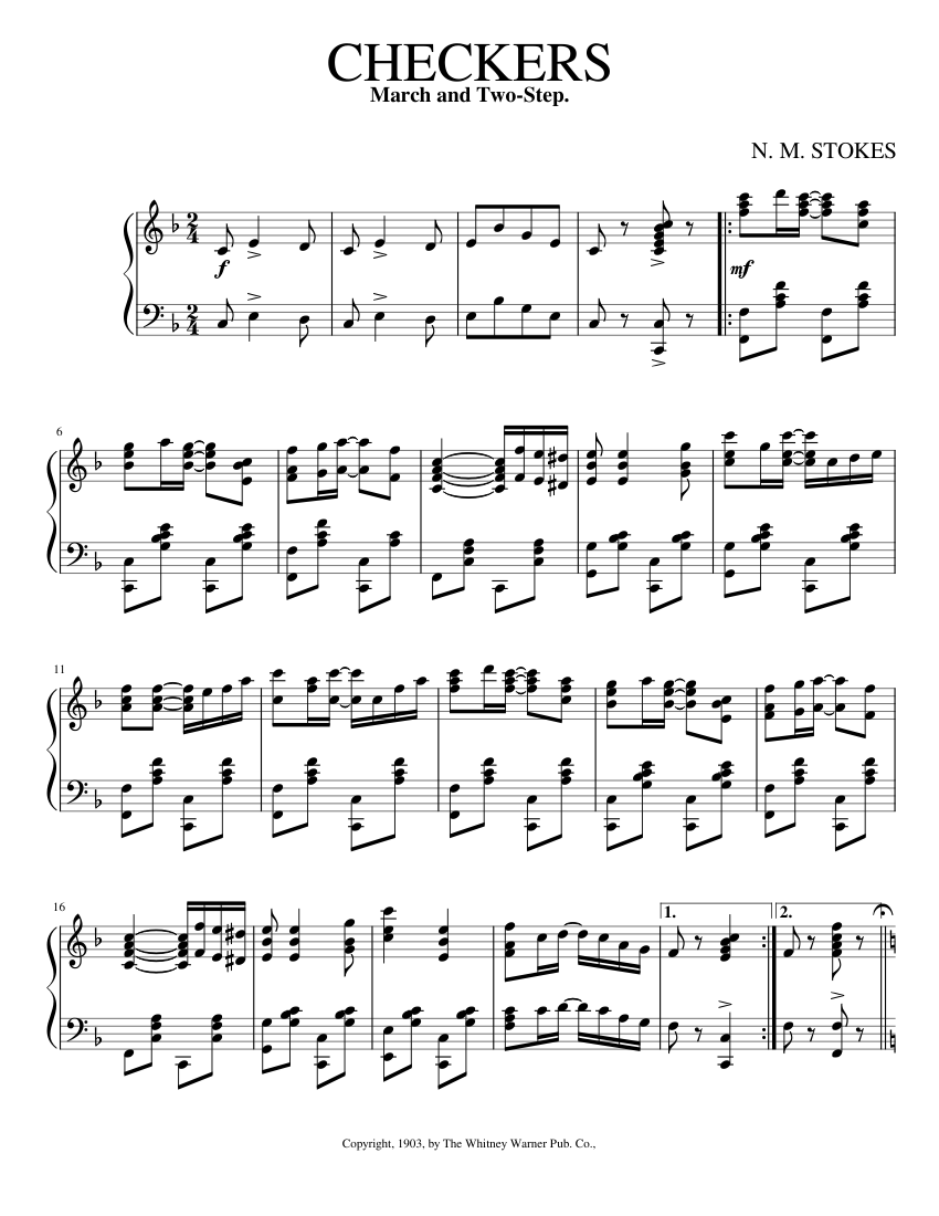 Checkers (1903) Sheet music for Piano (Solo) | Musescore.com