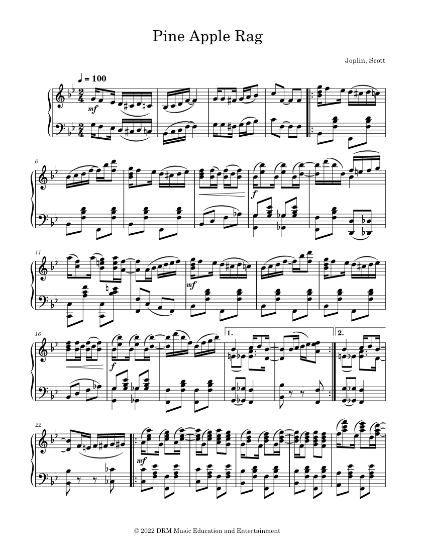 Pine Apple Rag Sheet music for Piano (Solo) | Musescore.com