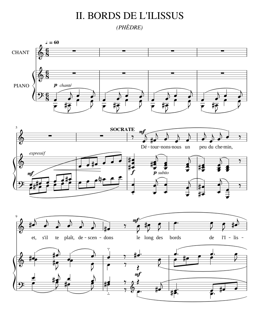 Satie Socrate 2 - Bords de l'Ilissus Sheet music for Piano, Oboe (Piano ...