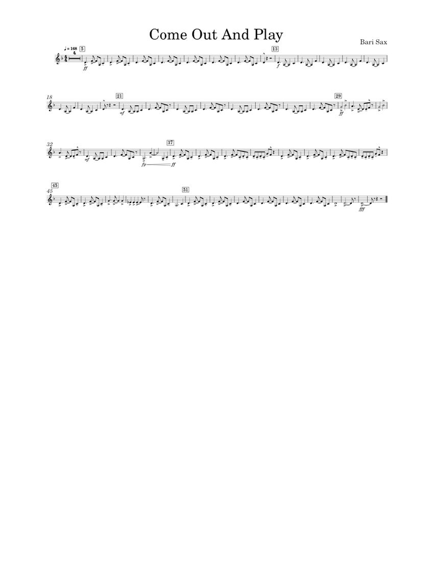 Come_Out_And_Play - BS Sheet music for Saxophone baritone (Solo ...