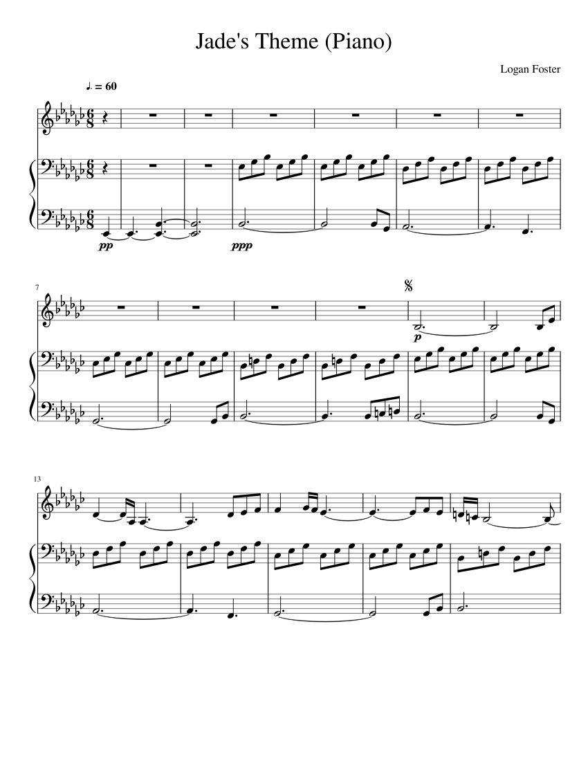 Jade's Theme (Piano) Sheet Music for Piano (Solo) Easy | MuseScore.com