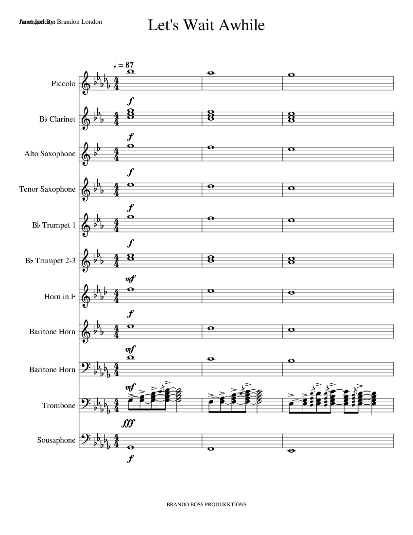 Let's Wait Awhile-Janet Jackson Marching Band Arrangement Sheet Music ...