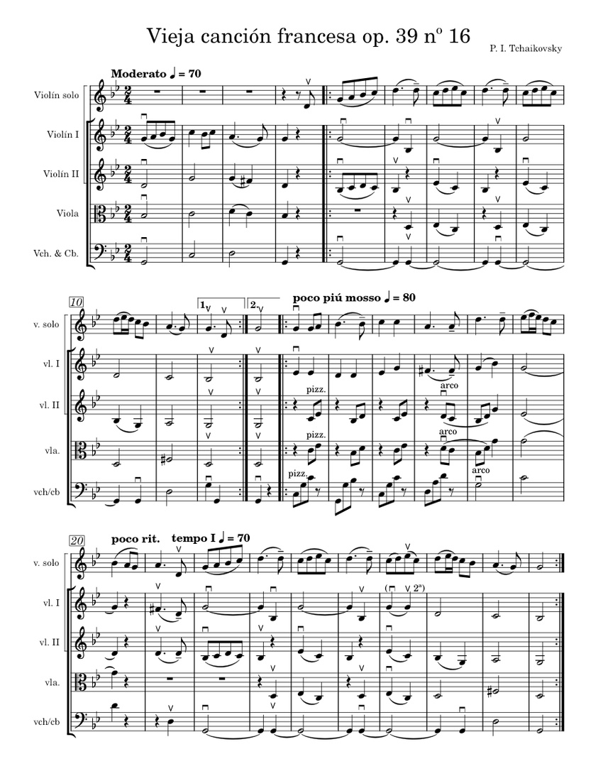 Old french song – Pyotr Ilyich Tchaikovsky (arr. viol. solo y orqu ...