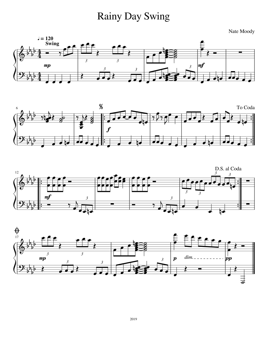 Rainy Day Swing Sheet music for Piano (Solo) Easy | Musescore.com
