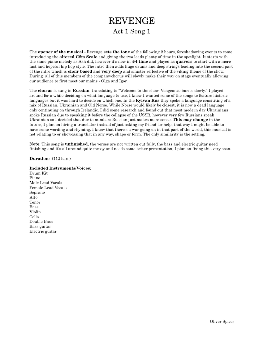 REVENGE Sheet music for Piano, Bass voice, Vocals, Contrabass & more ...