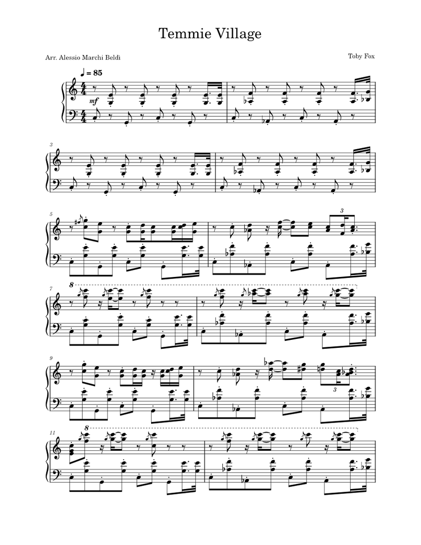 Temmie Village – Toby Fox Temmie Village (Undertale) Sheet music for ...