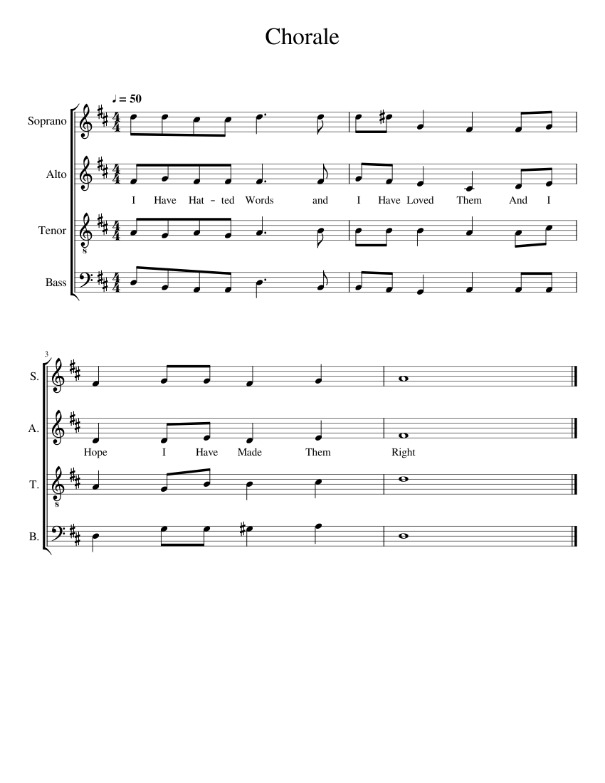 Chorale Sheet music for Soprano, Alto, Tenor, Bass voice (Choral ...