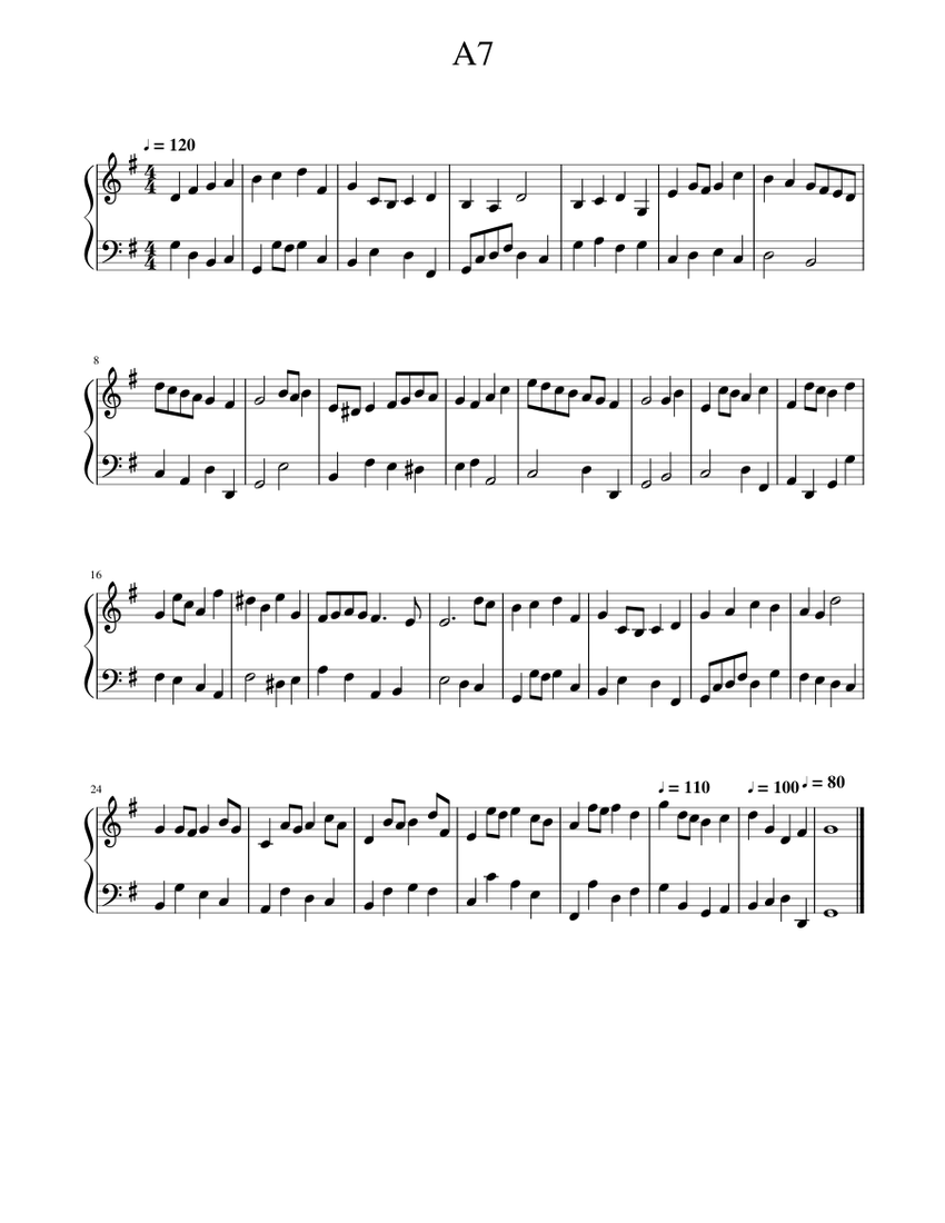 A7 Sheet music for Piano (Solo) Easy | Musescore.com