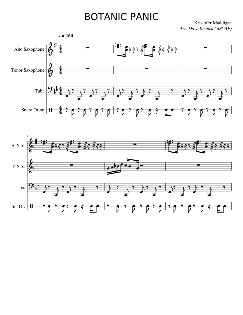 Botanic Panic - Cuphead OST Sheet Music for Tuba, Saxophone alto ...