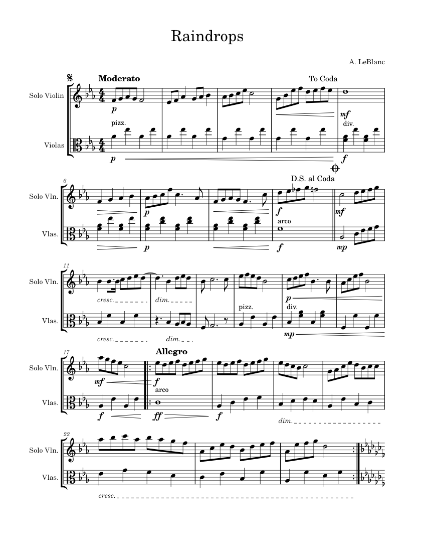 Raindrops – A. LeBlanc Raindrops (Origional Composition) Sheet music ...