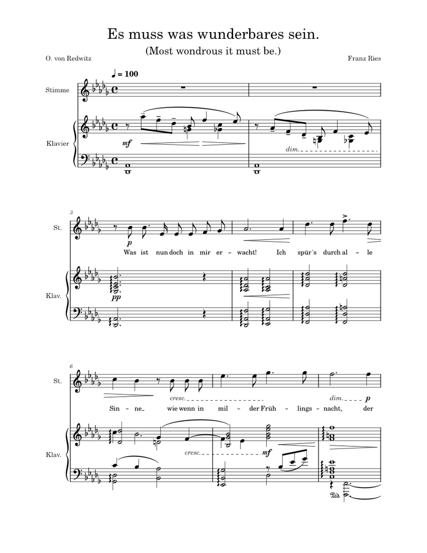 Es muss was Wunderbares sein/Most wondrous it must be – Franz Ries ...