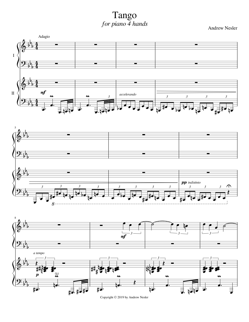 Tango (4 hands) Sheet Music for Piano (Piano Duo) | MuseScore.com