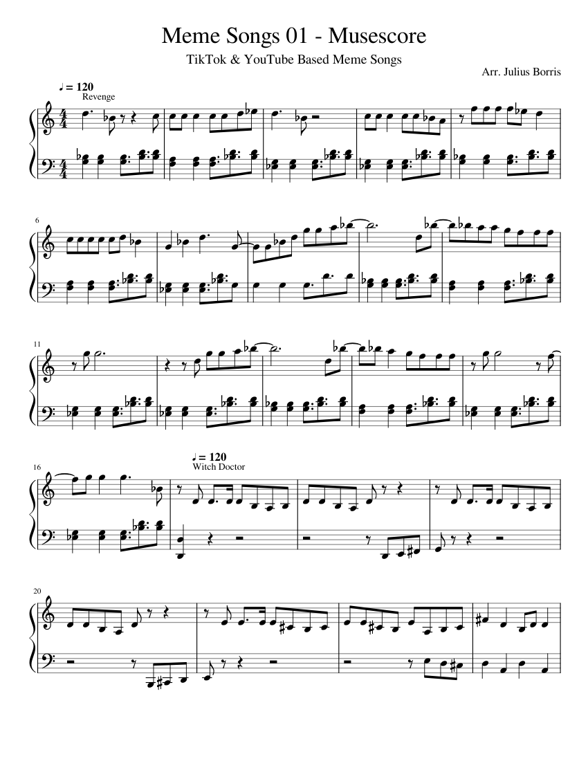 Meme Songs 01 - Musescore Sheet Music for Piano (Solo) | MuseScore.com