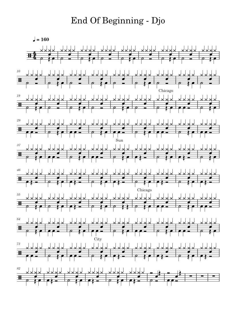 End Of Beginning - DJO Sheet Music for Drum group (Solo) | MuseScore.com
