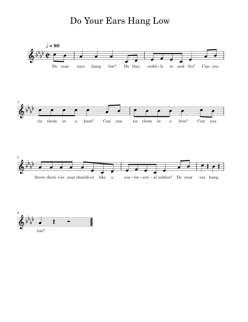 Do Your Ears Hang Low Sheet music for Vocals (Solo) | Musescore.com