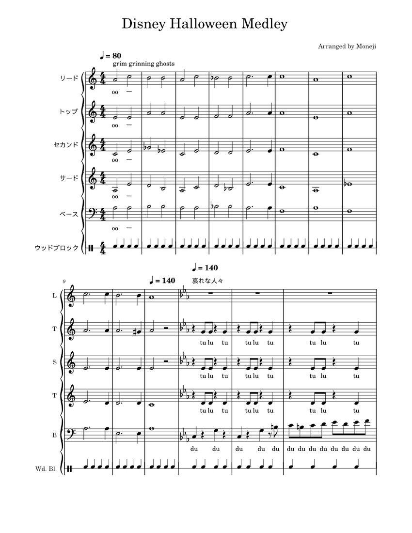 Disney Halloween Medley Sheet music for Piano, Woodblock (Mixed ...