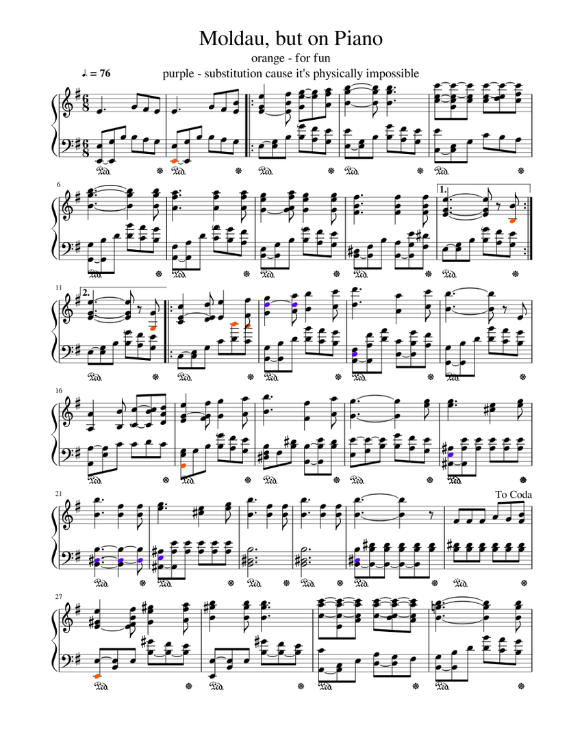 Moldau, but on Piano Sheet Music for Piano (Solo) | MuseScore.com