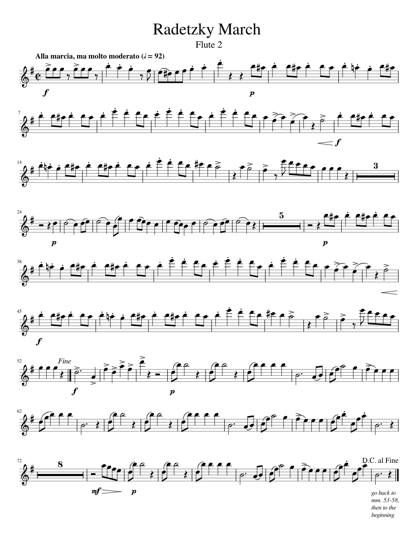 Radetzky March Sheet music for Flute (Solo) | Musescore.com