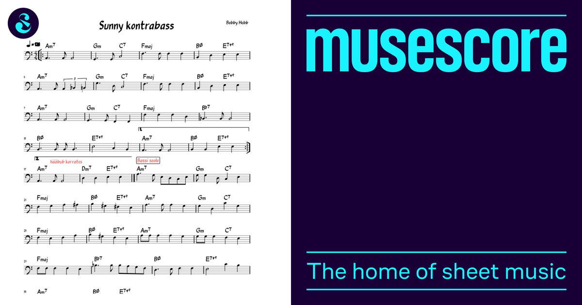 Sunny (bass solo) Sheet music for Bass guitar (Solo) | Musescore.com