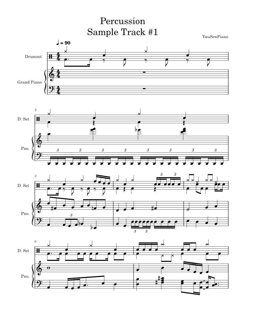 Percussion Sample Track #1 Sheet music for Piano, Drum group (Mixed ...