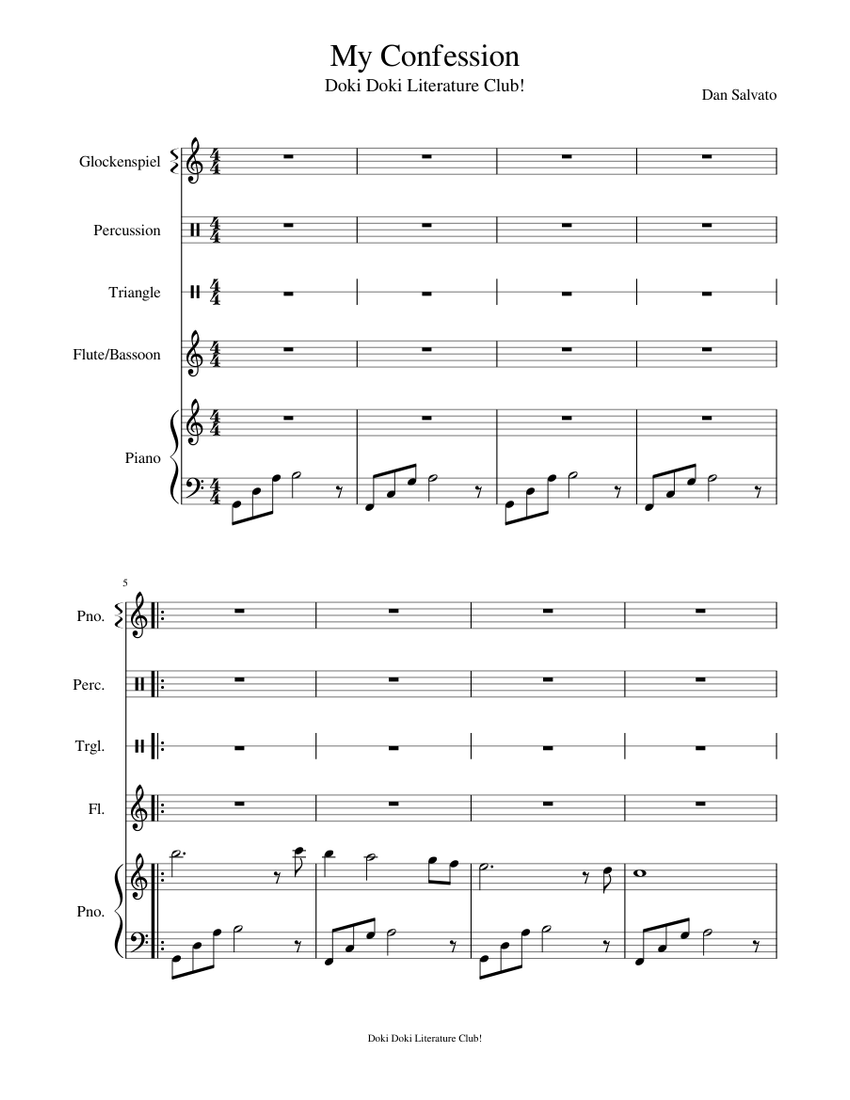 My Confession Sheet music for Piano, Flute, Drum group, Triangle (Mixed ...