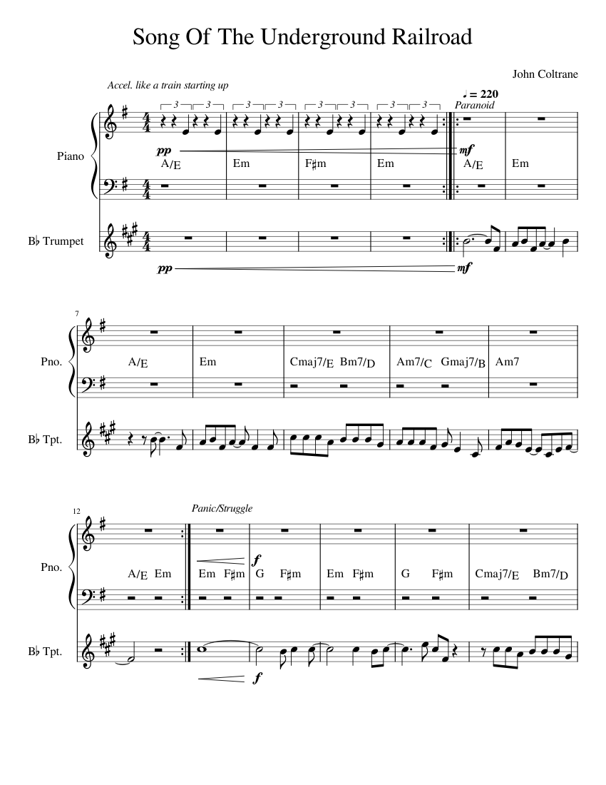 Song Of The Underground Railroad Sheet music for Piano, Trumpet in b ...