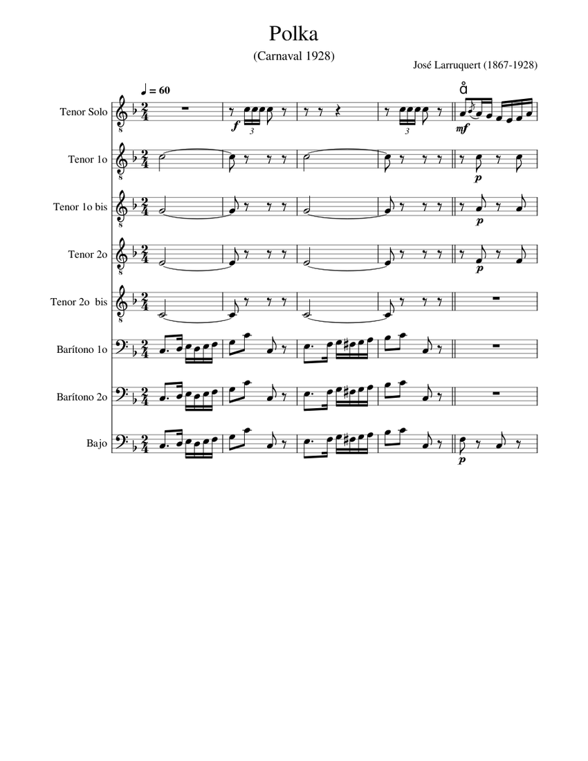 Polka Sheet music for Tenor, Bass voice, Baritone (Men’s Choir ...
