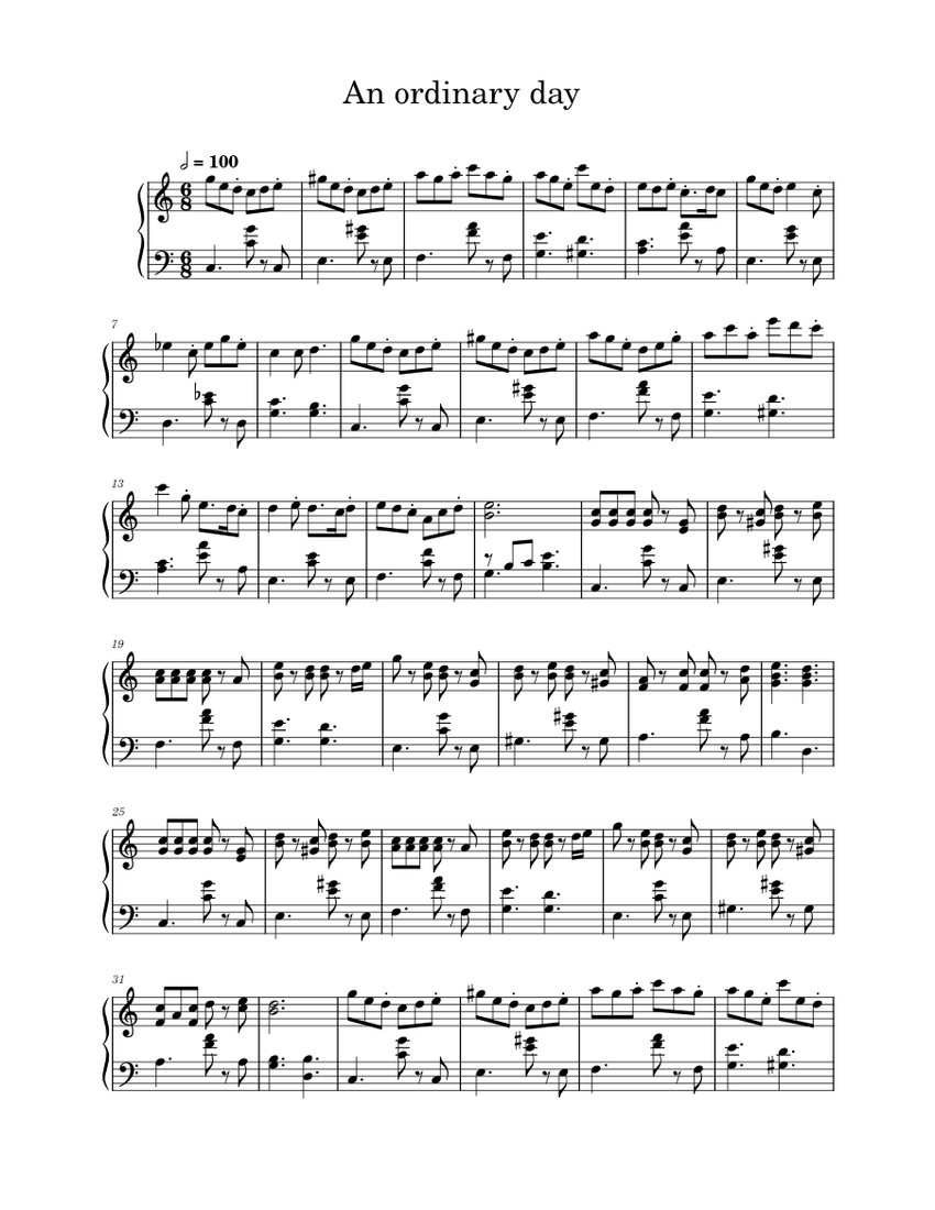 An ordinary day Sheet music for Piano (Solo) | Musescore.com