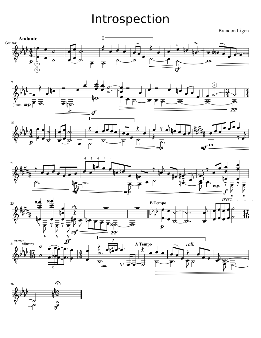 Introspection Sheet music for Guitar (Solo) | Musescore.com