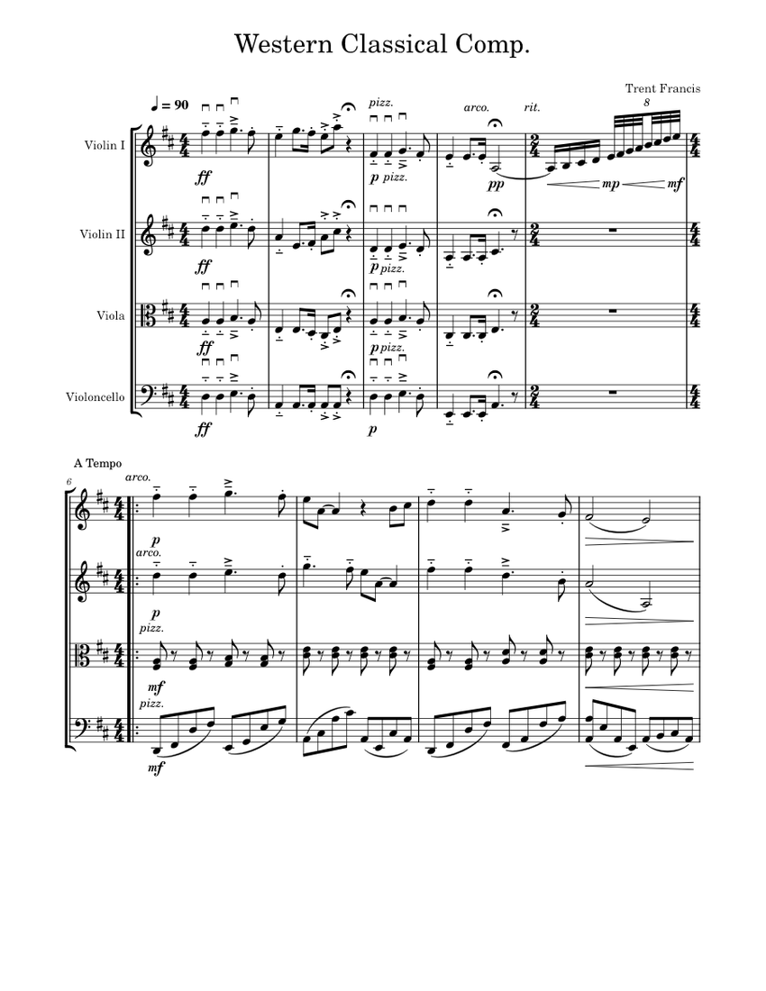 Western Classical Composition Sheet music for Violin, Viola, Cello ...