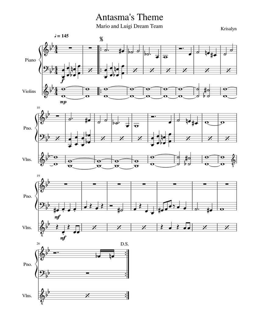 Antasma's Theme Sheet music for Piano, Strings group (Solo) | Musescore.com